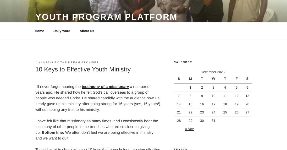 10 Keys to Effective Youth Ministry – youth program platform